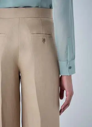 Max Mara High-waisted Wide-leg Textured Linen Trousers - Cream