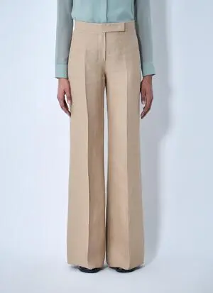 Max Mara High-waisted Wide-leg Textured Linen Trousers