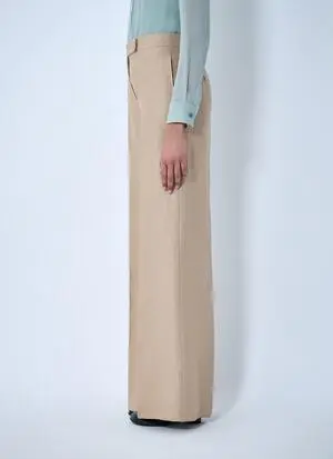 Max Mara High-waisted Wide-leg Textured Linen Trousers