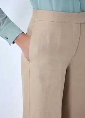 Max Mara High-waisted Wide-leg Textured Linen Trousers
