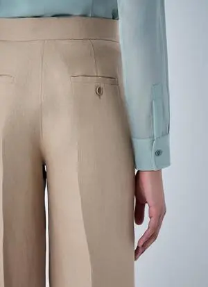 Max Mara High-waisted Wide-leg Textured Linen Trousers