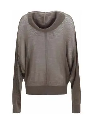 Rick Owens Semi-sheer Knit Hoodie With Ribbed Details