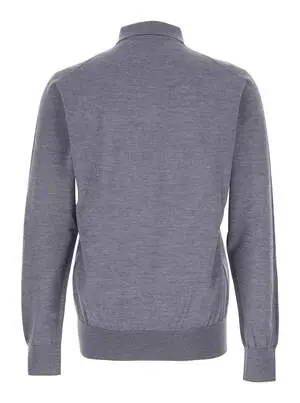 Dolce & Gabbana Grey Polo Shirt With Classic Collar And Tonal Logo Embroidery On The Front In Wool - Multicolor