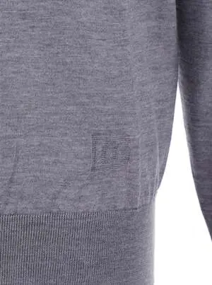 Dolce & Gabbana Grey Polo Shirt With Classic Collar And Tonal Logo Embroidery On The Front In Wool - Multicolor