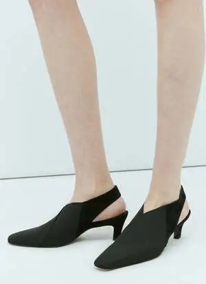 TOTEME Mid Heel Elastic Slingback Pumps - Black
