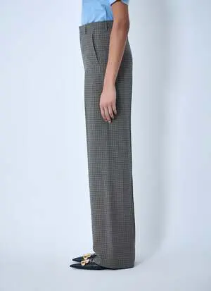 Balenciaga Houndstooth Wide-leg Tailored Trousers - Green