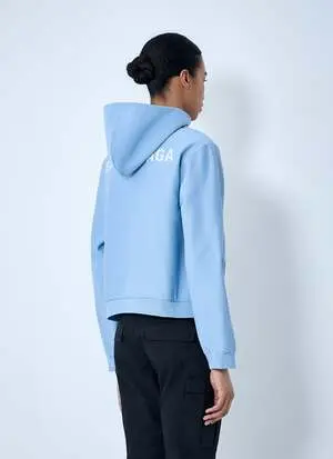 Balenciaga Zip-up Hoodie With Drawstring Hood - Blue