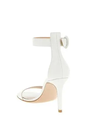GIANVITO ROSSI Portofino' Nappa Leather Heeled Sandals - White