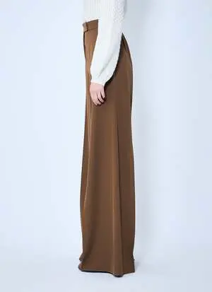 Max Mara Gabardine Wool Wide-leg Pants - Brown
