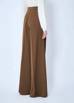 Max Mara Gabardine Wool Wide-leg Pants - Brown