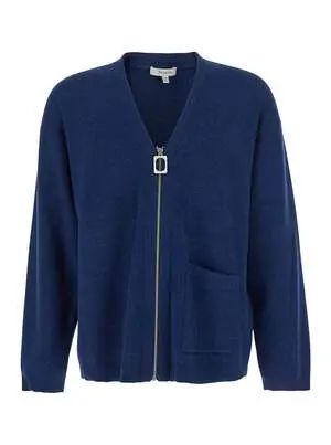 JW Anderson Wool Blend V-neck Zip-up Cardigan - Multicolor