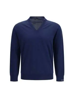 Prada Cotton V-neck Sweater - Blue