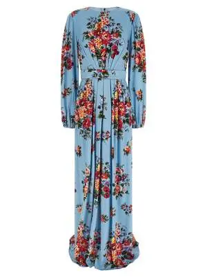 Dolce & Gabbana Mazzo Di Fiori" Print Silk Charmeuse Maxi Dress - Blue