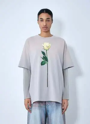 Acne Studios Layered Floral Graphic T-shirt - Gray