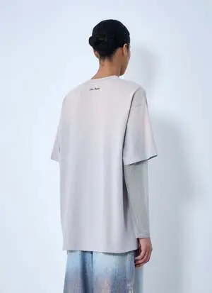 Acne Studios Layered Floral Graphic T-shirt - Gray
