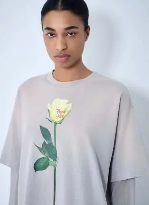 Acne Studios Layered Floral Graphic T-shirt - Gray