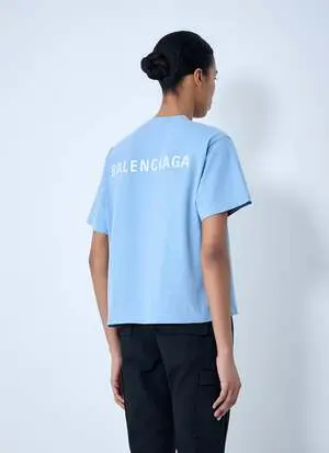 Balenciaga Medium Fit T-shirt With Logo Motif - Blue