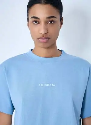 Balenciaga Medium Fit T-shirt With Logo Motif - Blue