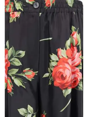 Dolce & Gabbana Wide-leg Floral Print Pants - Multicolor