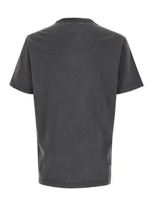 GOLDEN GOOSE Grey Crewneck T-shirt With Logo On The Front And Logo Patch On The Front In Cotton