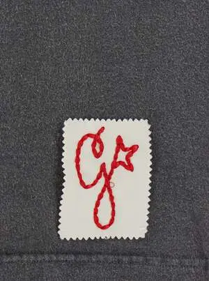 GOLDEN GOOSE Grey Crewneck T-shirt With Logo On The Front And Logo Patch On The Front In Cotton