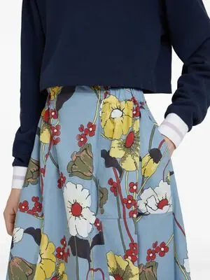 Marni Poplin Midi Skirt With Melodia Print