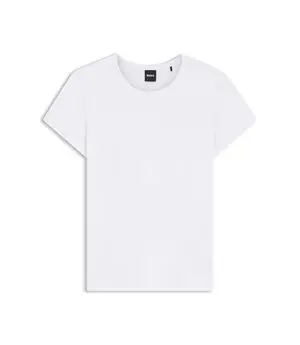 BOSS Slim-fit T-shirt In Cotton-silk Blend With Embroidered Logo - White