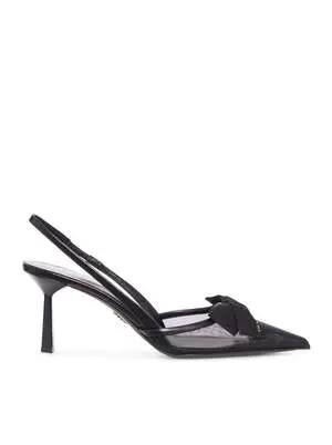 Prada Mesh Bow Slingback Pumps - Black