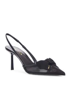 Prada Mesh Bow Slingback Pumps - Black