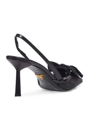 Prada Mesh Bow Slingback Pumps - Black