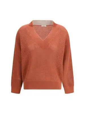 Brunello Cucinelli Brunello Cucinelli Cashmere Net Sweater Red
