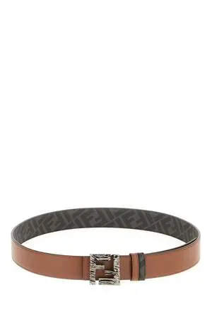 Fendi Leather Belt With Ff Buckle - Multicolor