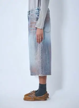 Acne Studios Mid Rise Wide-leg Culotte Denim Shorts - Blue