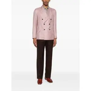 Tagliatore Double-breasted Lapel Pin Blazer - Pink