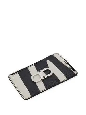 FERRAGAMO Zebra-print Cardholder With Zip - Black