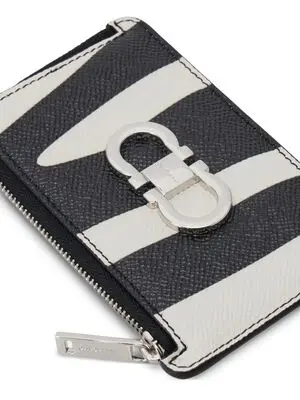FERRAGAMO Zebra-print Cardholder With Zip - Black