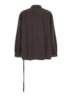 Rick Owens Brown Classic Collar Shirt With Lace Detail In Cotton
