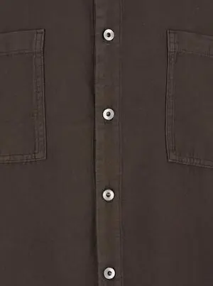 Rick Owens Brown Classic Collar Shirt With Lace Detail In Cotton