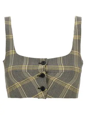 Marni Cropped Check Wool Blend Top - Multicolor