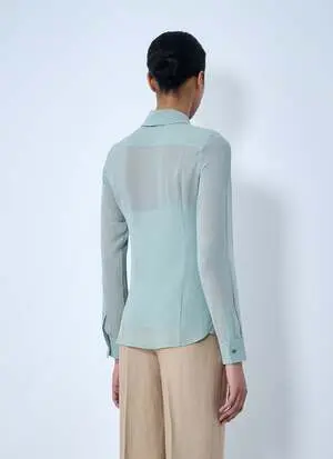 Max Mara Sheer Silk Button-down Blouse
