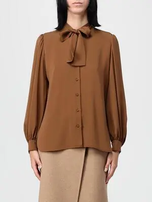 Max Mara Silk Shirt With Pussy Bow Detail - Brown