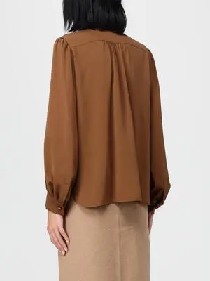 Max Mara Silk Shirt With Pussy Bow Detail - Brown