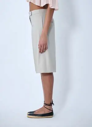 Max Mara Mid Rise Tailored Bermuda Shorts In Wool, Mohair, And Silk Blend - Cream