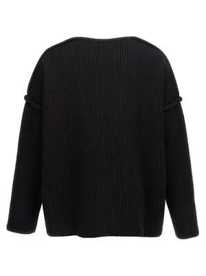 JIL SANDER Ribbed Wool Sweater With Geometric Neckline