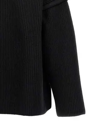 JIL SANDER Ribbed Wool Sweater With Geometric Neckline