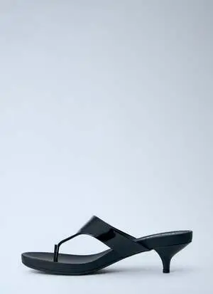 Prada Patent Leather Kitten Heel Thong Sandals
