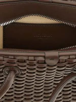 Jacquemus Le Petit Turismo Woven Suede Handbag With Bow Detail - Brown