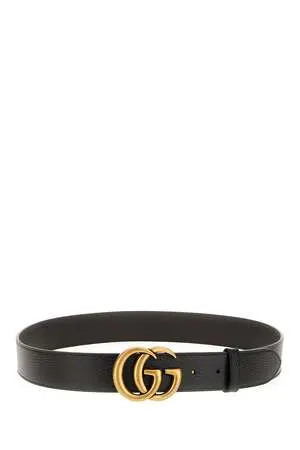 Gucci Gg Marmont Leather Belt With Gold Tone Buckle - Multicolor