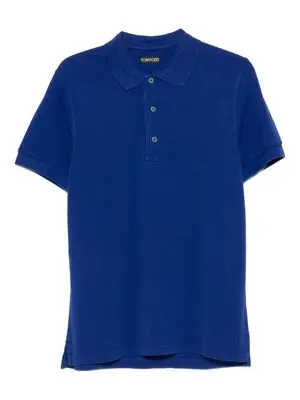 TOM FORD Cotton Piqué Polo Shirt - Blue