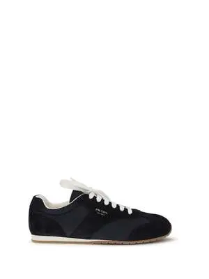 Prada Suede And Fabric Lace-up Sneakers - Blue